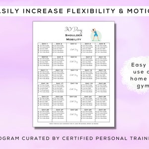 30 Day Shoulder Mobility Challenge Printable Fillable PDF Easy to ...