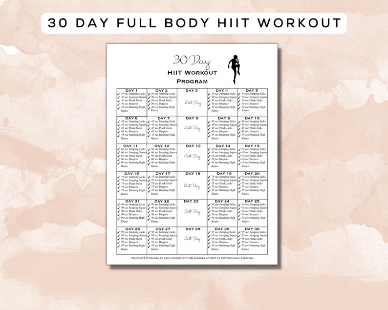 30 Day HIIT Workout Bundle Printable Fillable PDF 4 Workout Plans, Easy ...