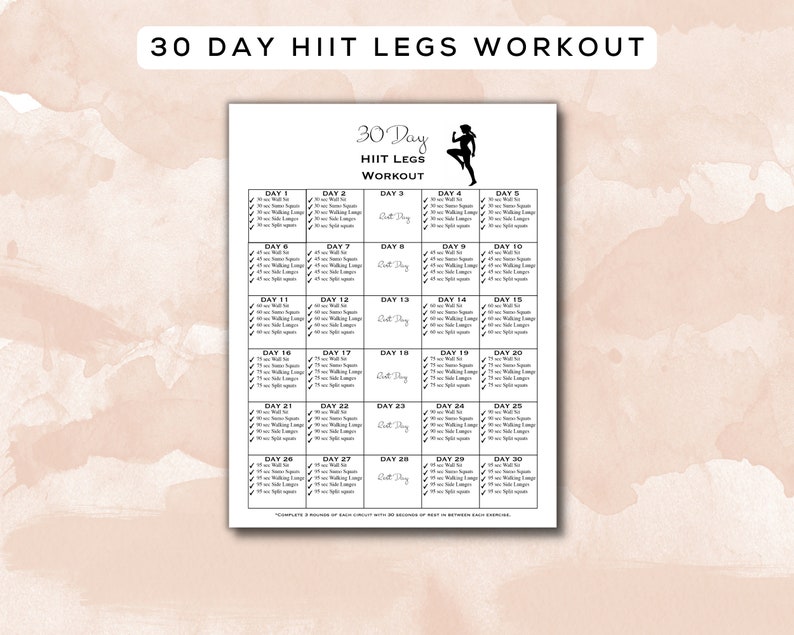 30 Day HIIT Workout Bundle Printable Fillable PDF 4 Workout Plans, Easy ...