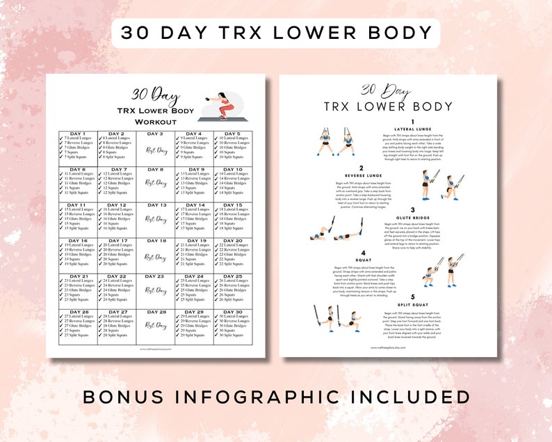30 Day Full Body TRX Workout Bundle Printable + Digital Gym Guide ...