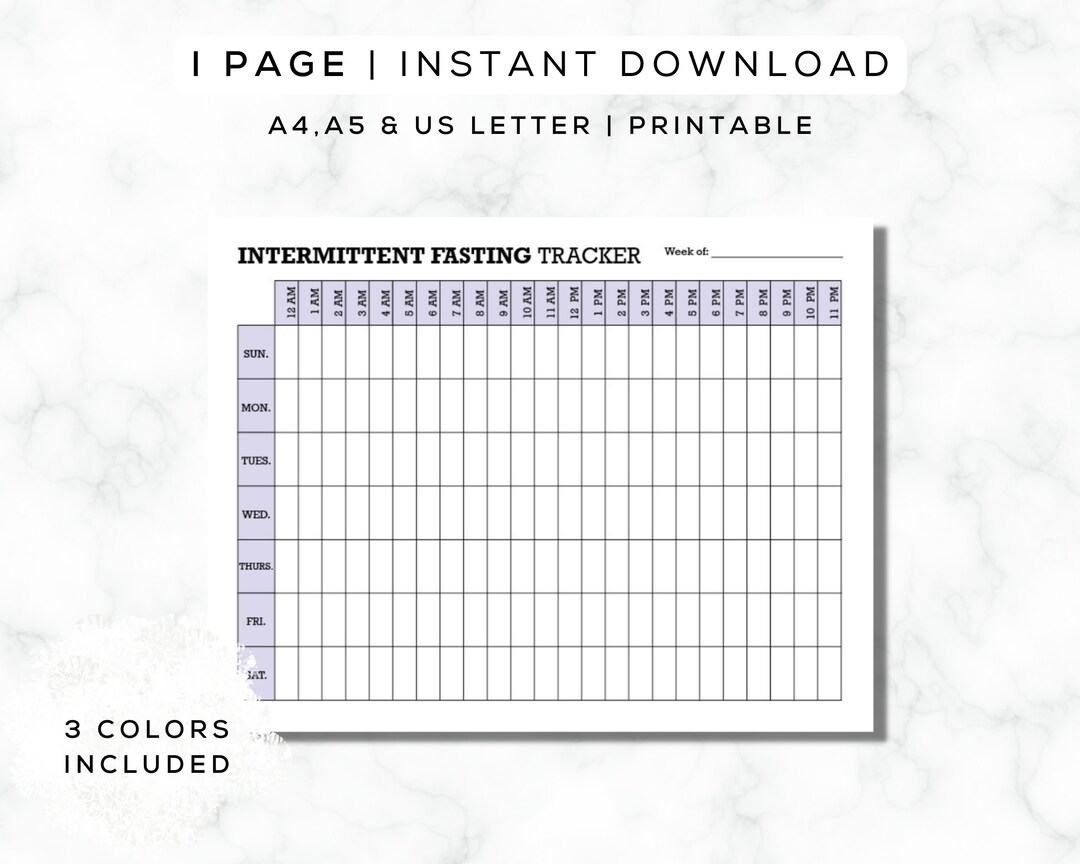 Intermittent Fasting Tracker Printable Instant Download 3 - Etsy