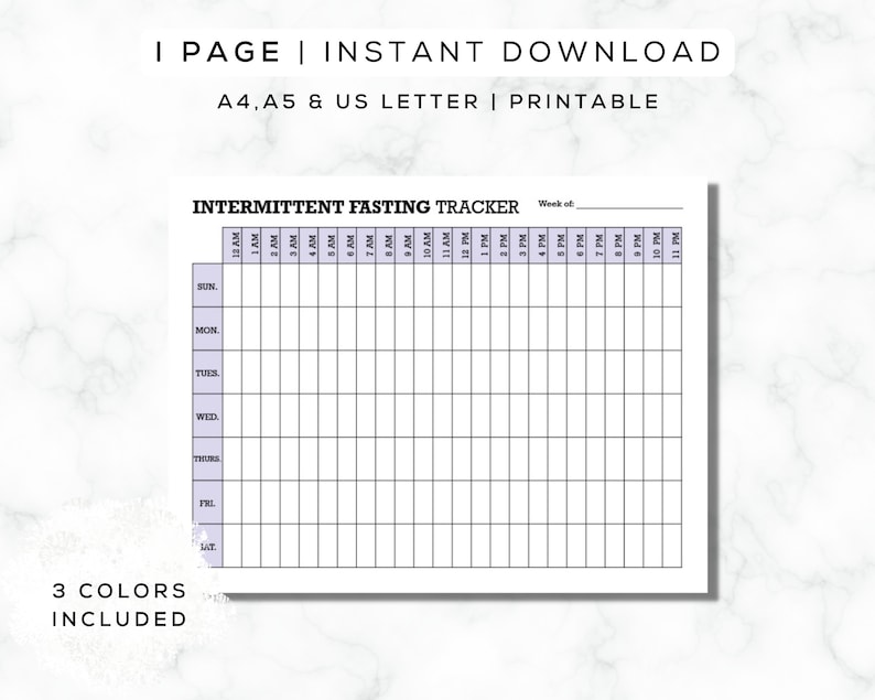 Intermittent Fasting Tracker Printable Instant Download 3 - Etsy