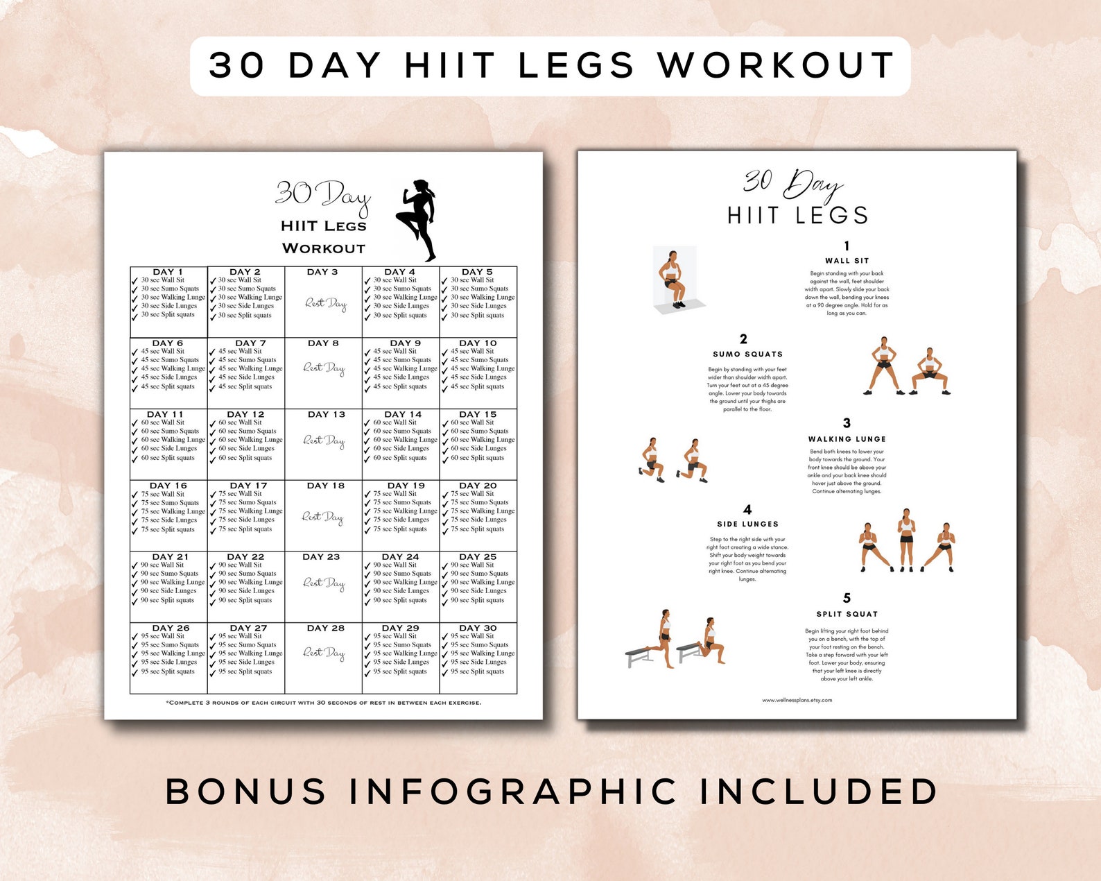 30 Day HIIT Workout Bundle Printable + Interactive PDF | Bonus ...
