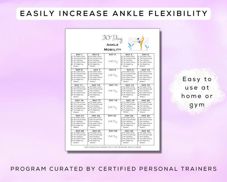30 Day Ankle Mobility Routine Printable + Interactive PDF | Bonus ...