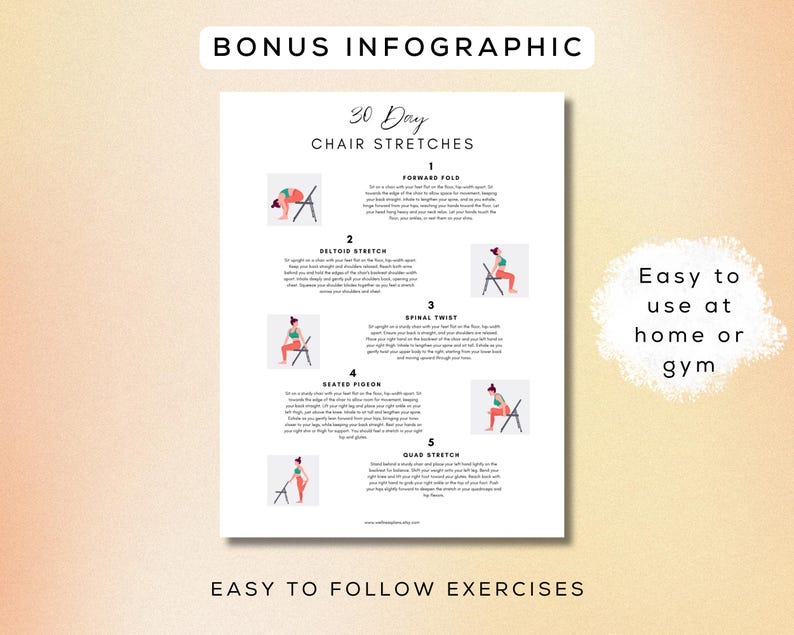 30 Day Chair Stretches Printable + Interactive PDF | Easy to Follow ...