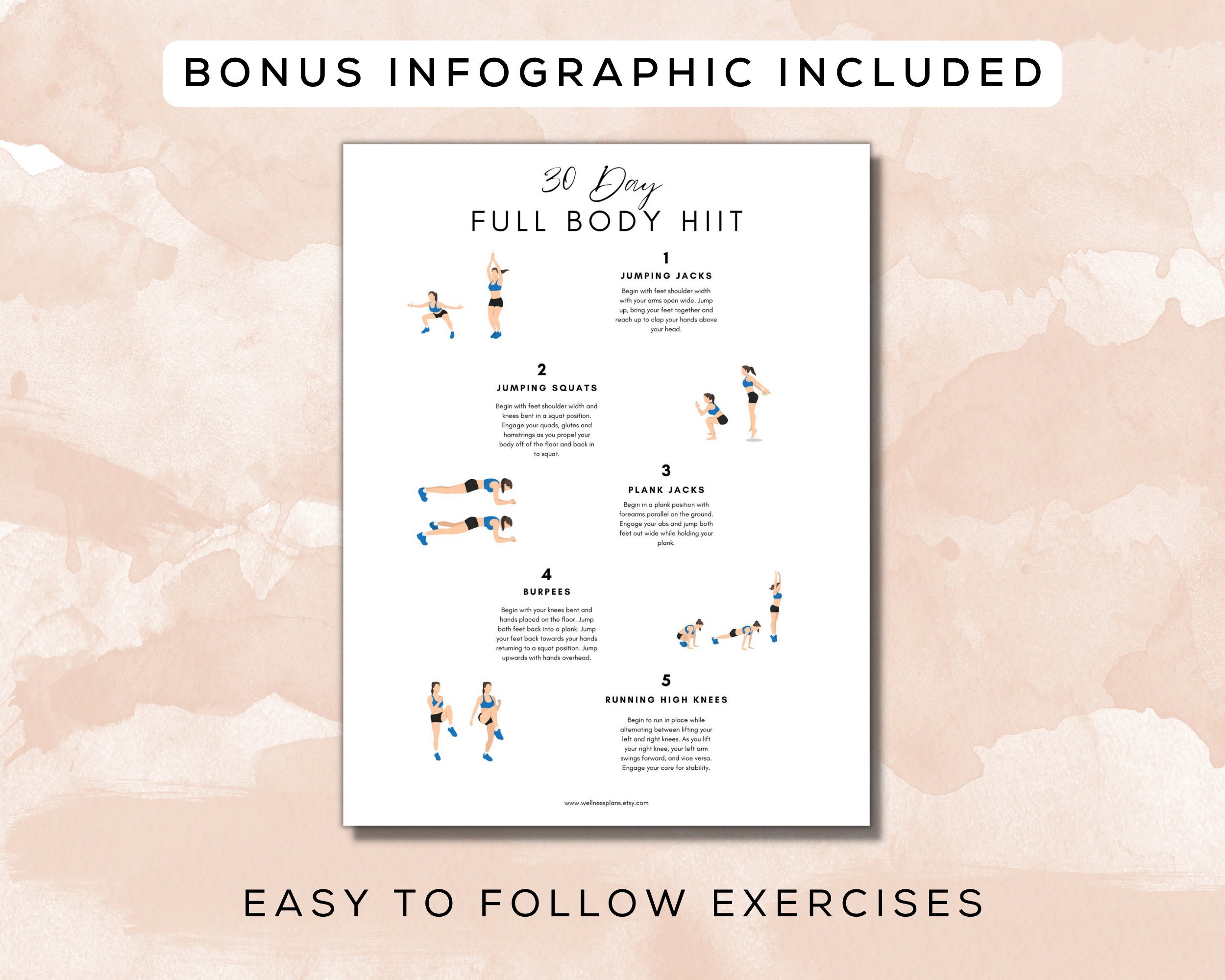 30 Day Full Body HIIT Workout Plan Printable + Digital Gym Guide ...