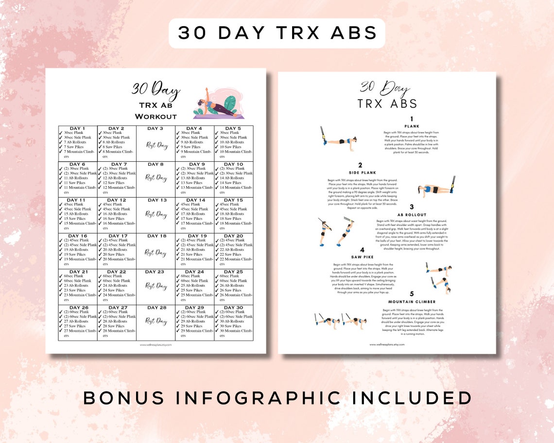 30 Day Full Body TRX Workout Bundle Printable + Digital Gym Guide ...