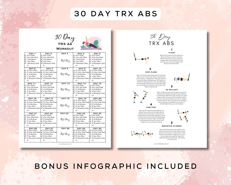 30 Day Full Body TRX Workout Bundle Printable + Digital Gym Guide ...