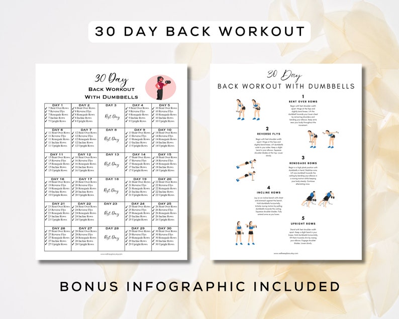 30 Day Dumbbell Workout Bundle Printable + Interactive Pdfs | 4 Workout ...