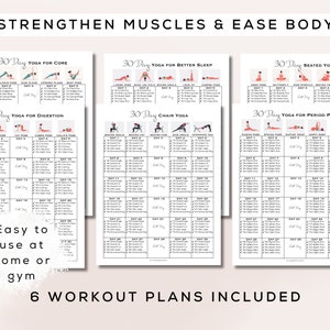 30 Day Yoga Bundle Printable + Interactive PDF | 6 Programs, Easy to ...