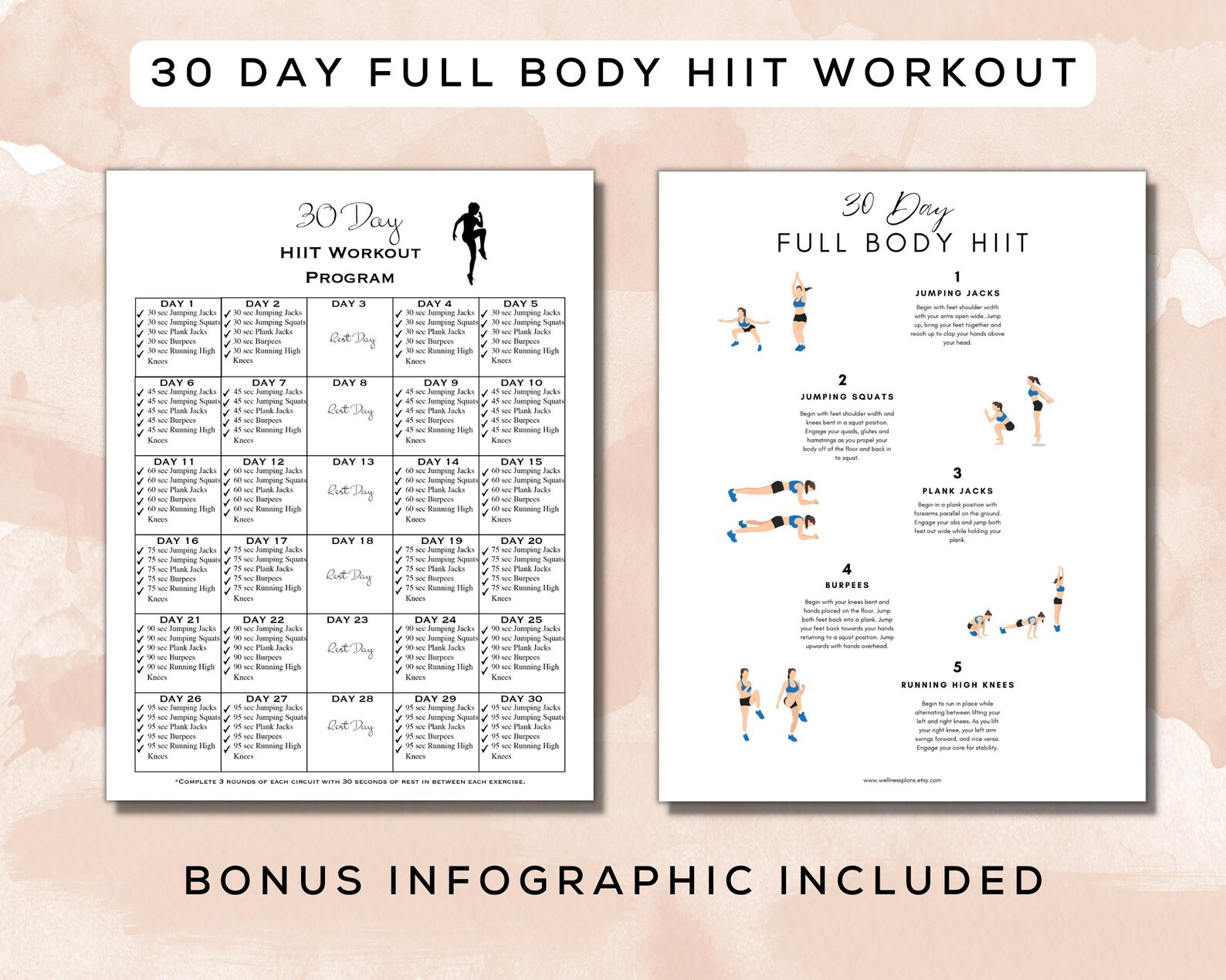30 Day HIIT Workout Bundle Printable + Interactive PDF | Bonus ...