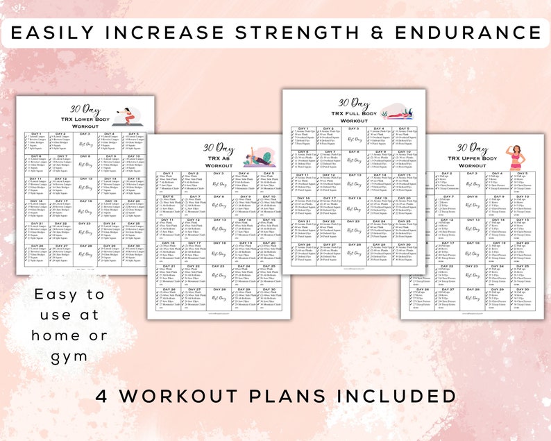 30 Day Full Body TRX Workout Bundle Printable + Digital Gym Guide ...