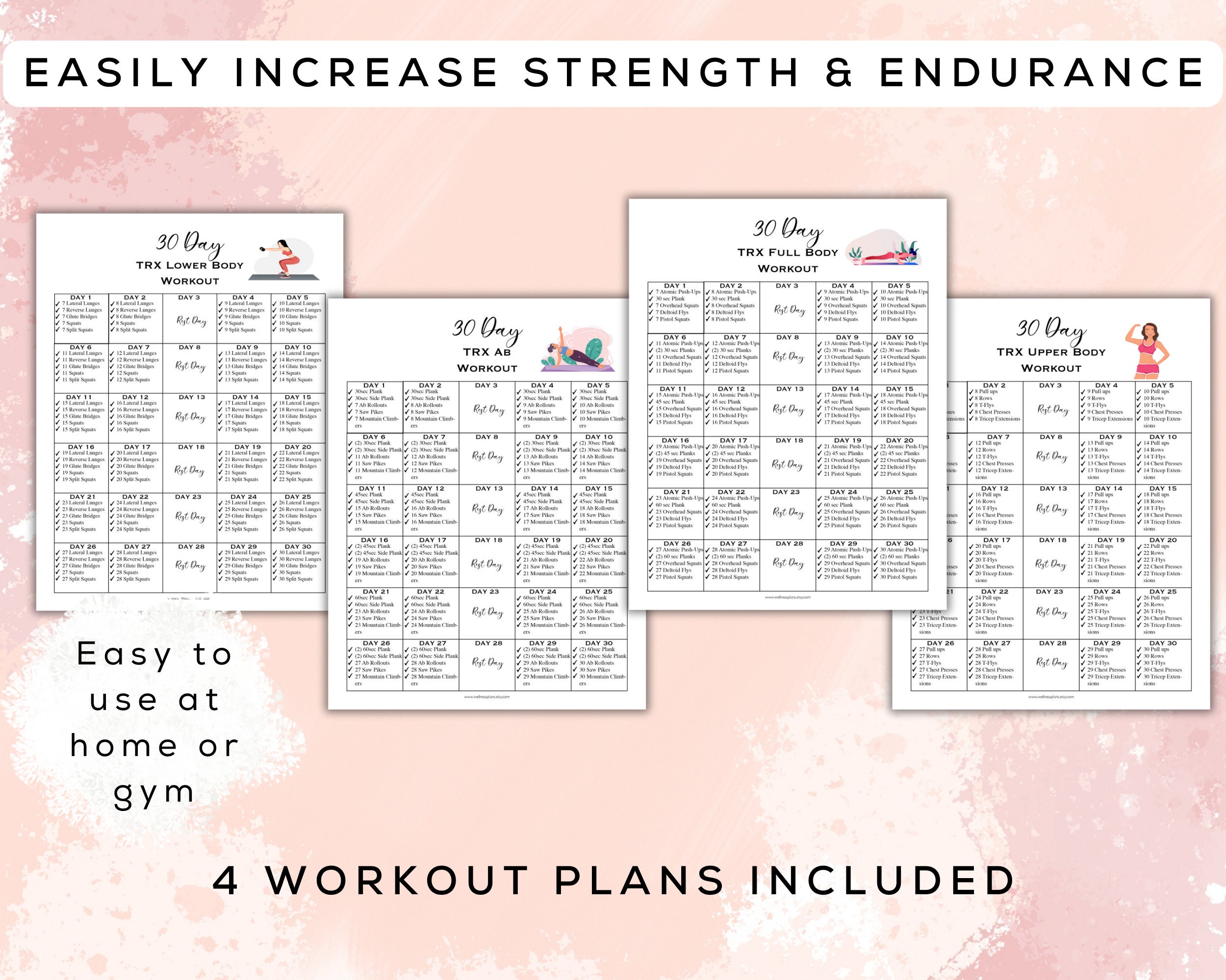 30 Day Full Body TRX Workout Bundle Printable + Digital Gym Guide ...