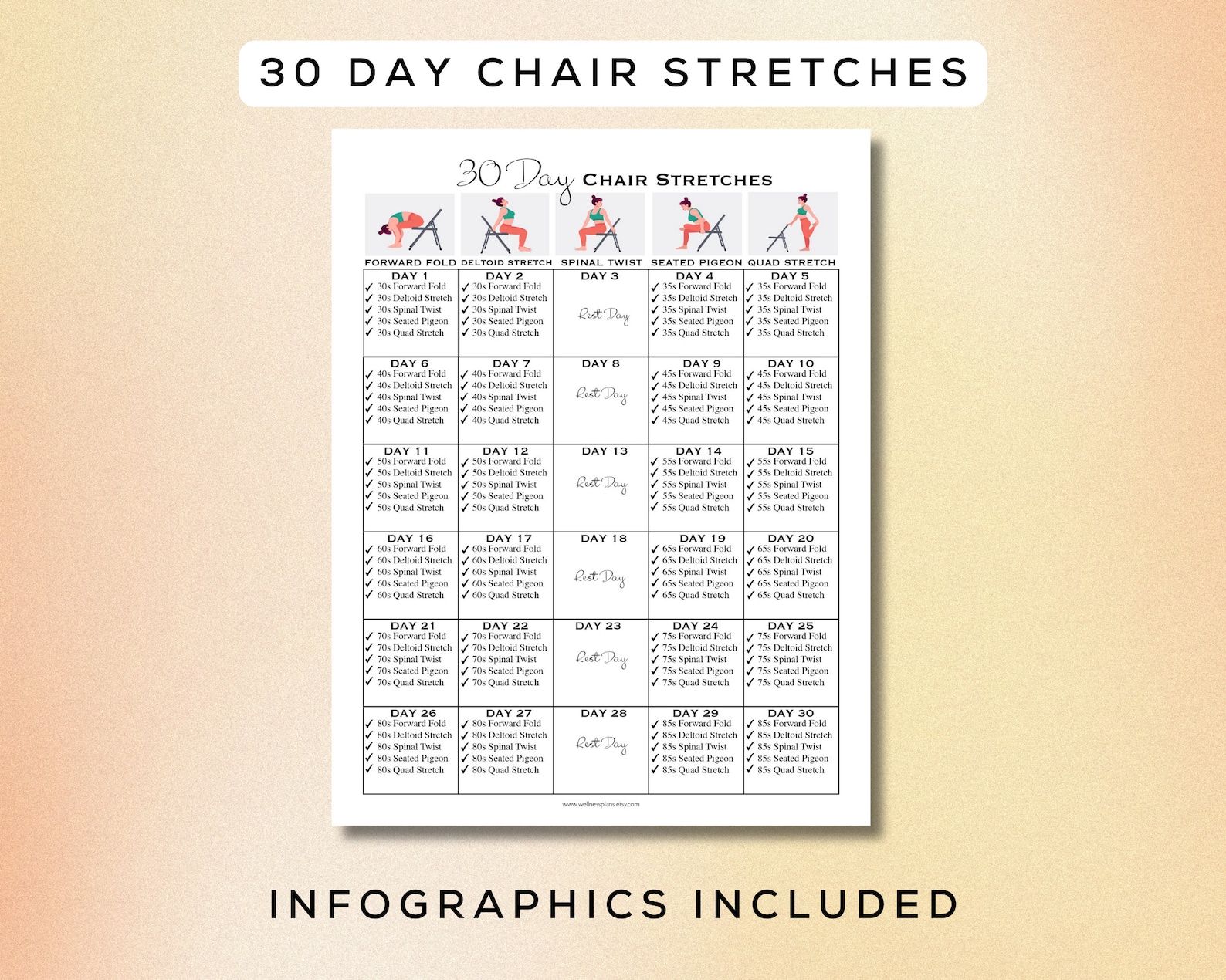30 Day Chair Workout Bundle Printable Interactive Pdfs Easy to Follow ...