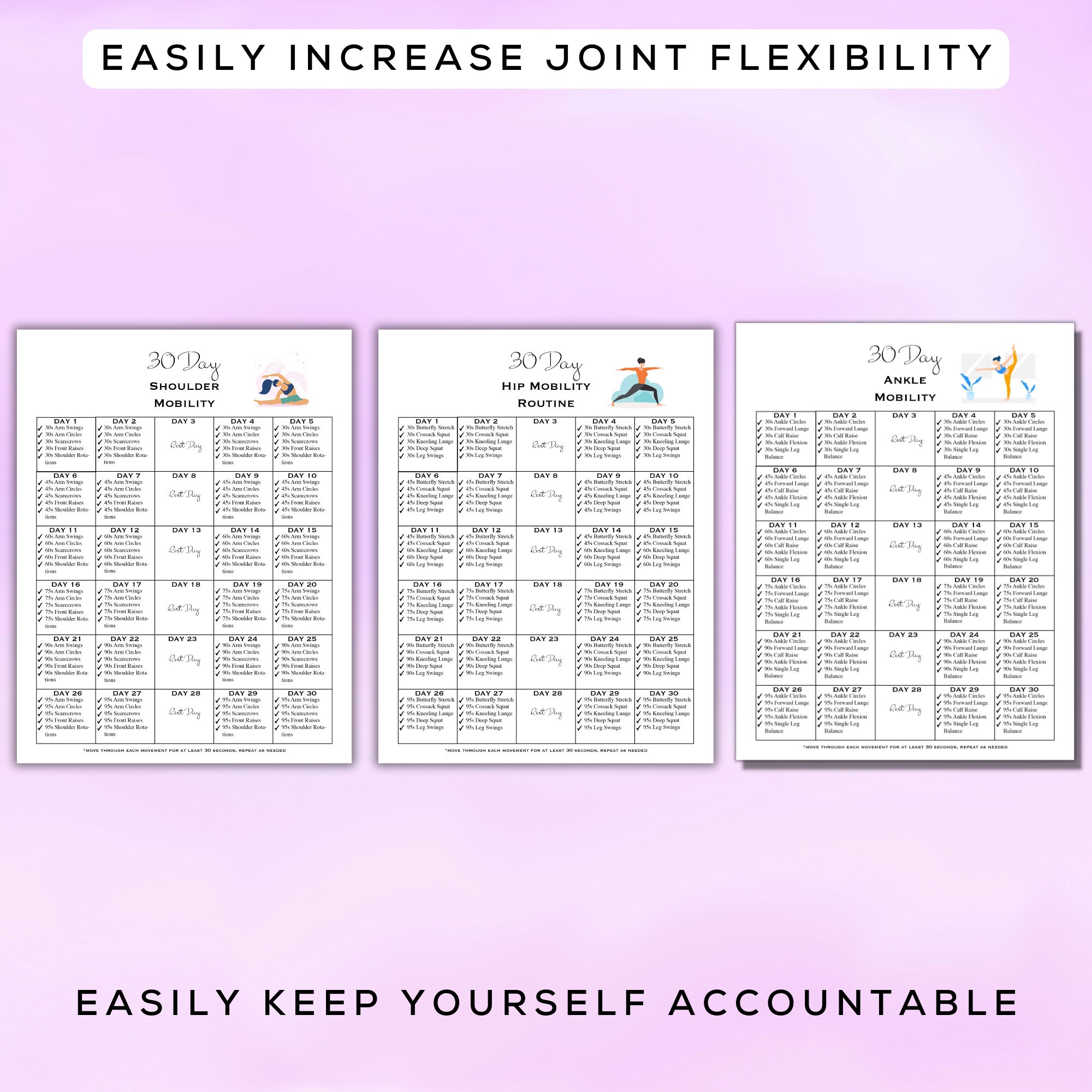 30 Day Mobility Bundle Printable + Interactive PDF | 3 Mobility ...