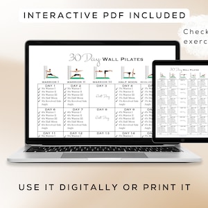 30 Day Wall Pilates Workout Printable + Interactive PDF | Easy to ...