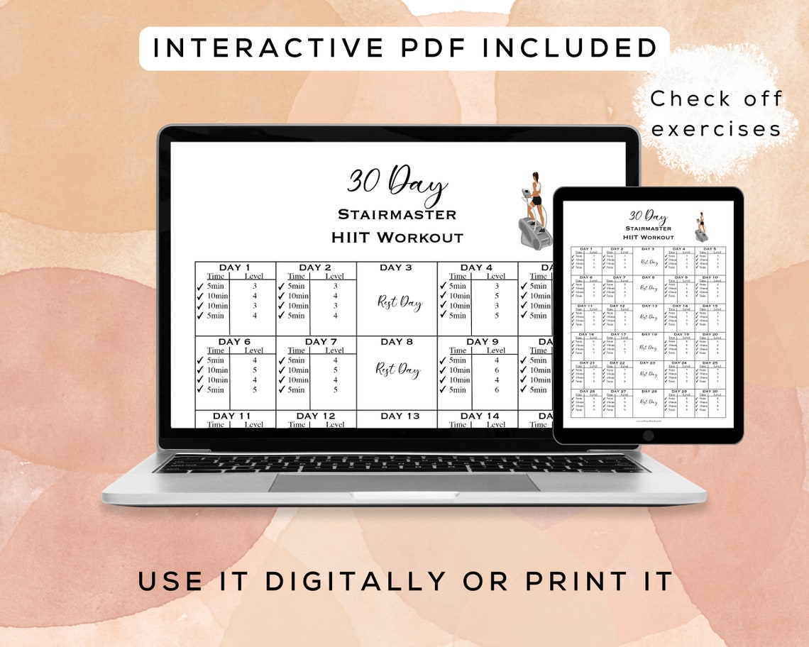 30 Day Stairmaster HIIT Workout Plan Printable Interactive PDF, Digital ...