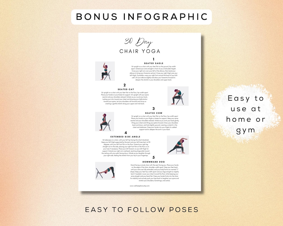 30 Day Chair Yoga Flow Printable + Interactive PDF | Easy to Follow ...