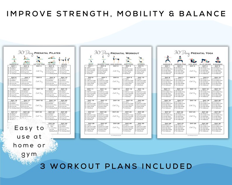 30 Day Prenatal Workout Bundle Printable Interactive PDF Easy to Follow ...