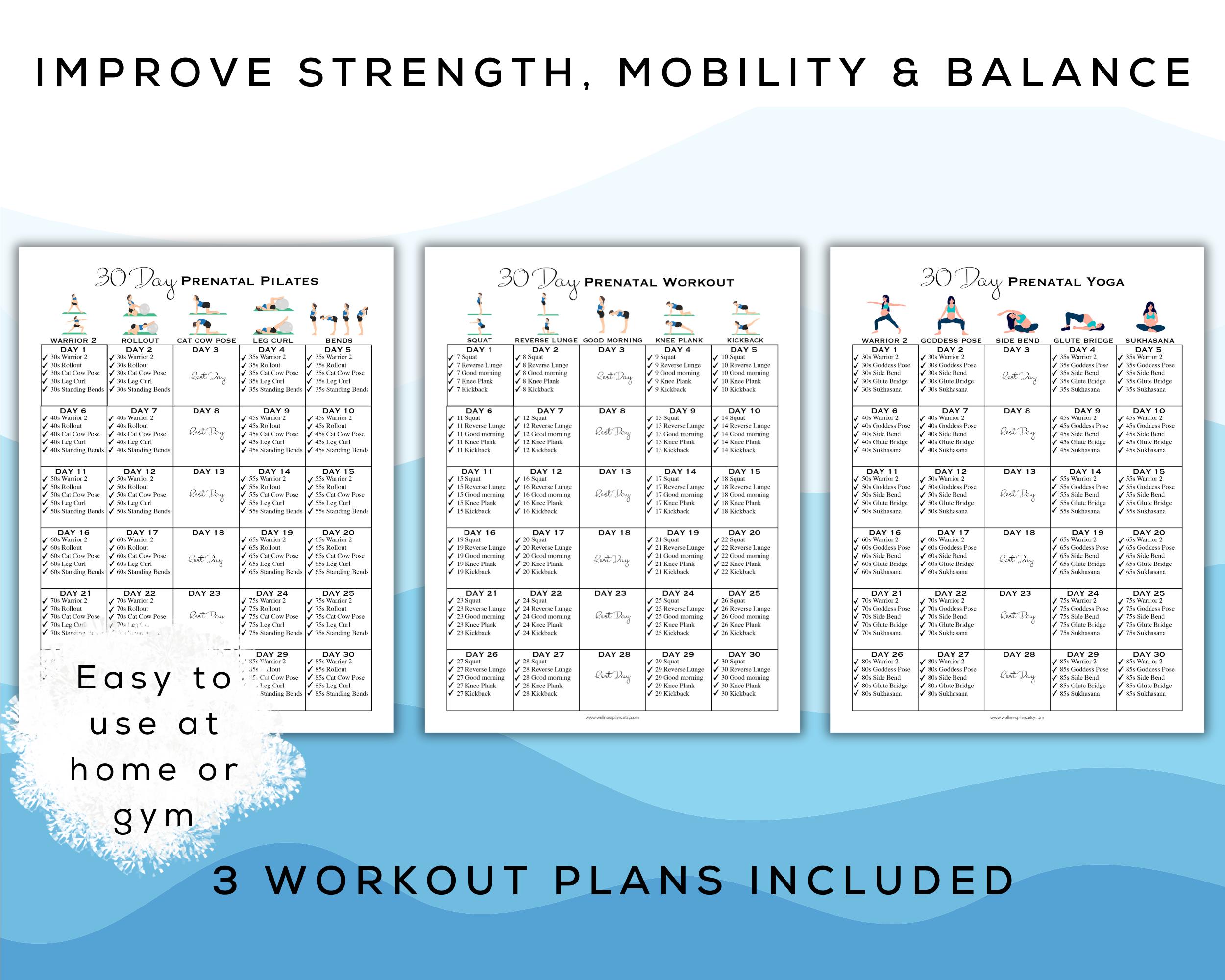 30 Day Prenatal Workout Bundle Printable + Interactive PDF | Easy to ...