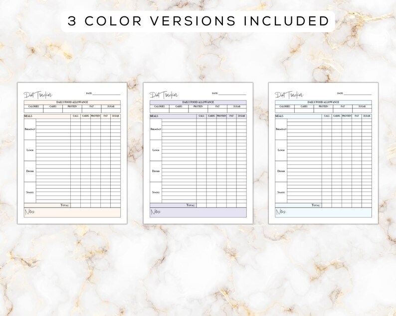Diet Tracker Printable + Fillable PDF | Bonus Macro Guide Included ...
