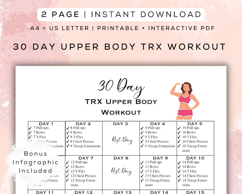30 Day TRX Upper Body Workout Plan Interactive PDF + Digital Gym Guide ...