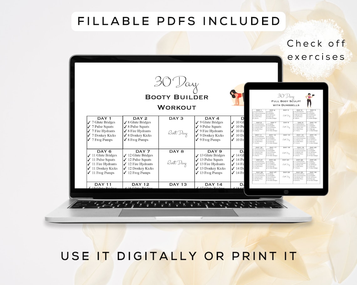30 Day Dumbbell Workout Bundle Printable Fillable PDF 4 - Etsy Canada