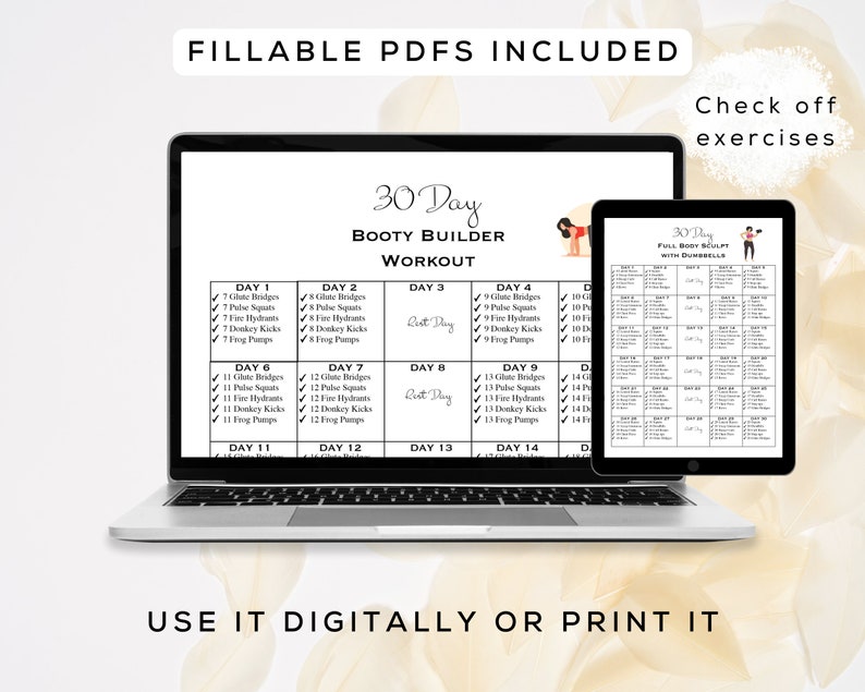 30 Day Dumbbell Workout Bundle Printable Fillable PDF 4 - Etsy Canada