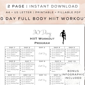 30 Day Full Body HIIT Workout Plan Printable + Digital Gym Guide ...