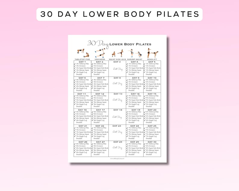 30 Day Pilates Workout Bundle Printable Interactive PDF Easy to Follow ...