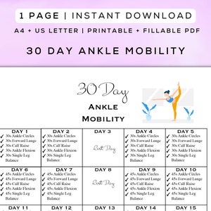 30 Day Ankle Mobility Routine Printable Fillable PDF Easy - Etsy