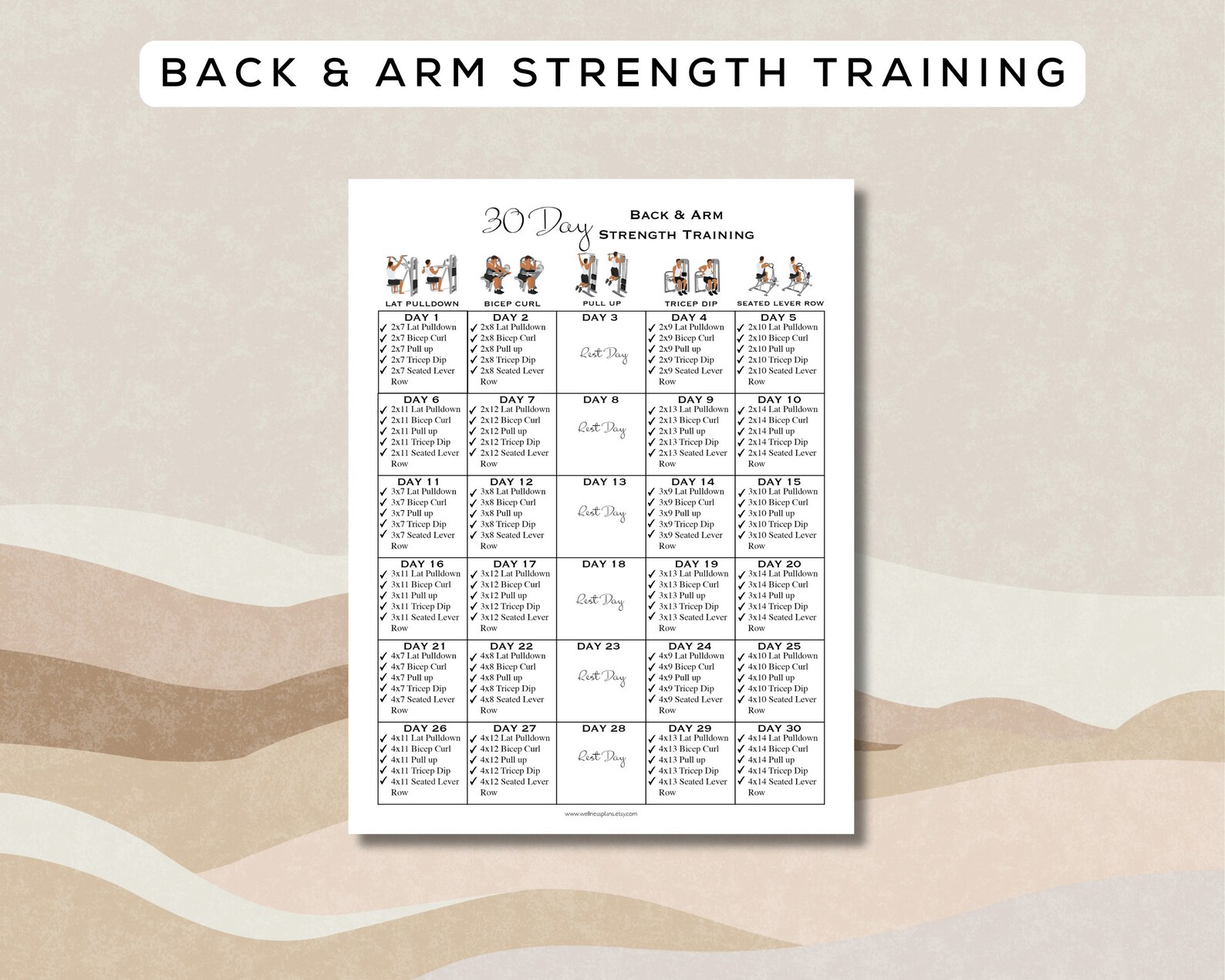 30 Day Strength Training Workout Bundle Printable + Interactive PDF |4 ...