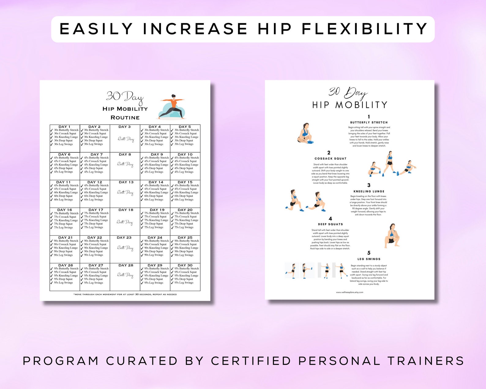 30 Day Hip Mobility Challenge Printable + Interactive PDF | Easy ...