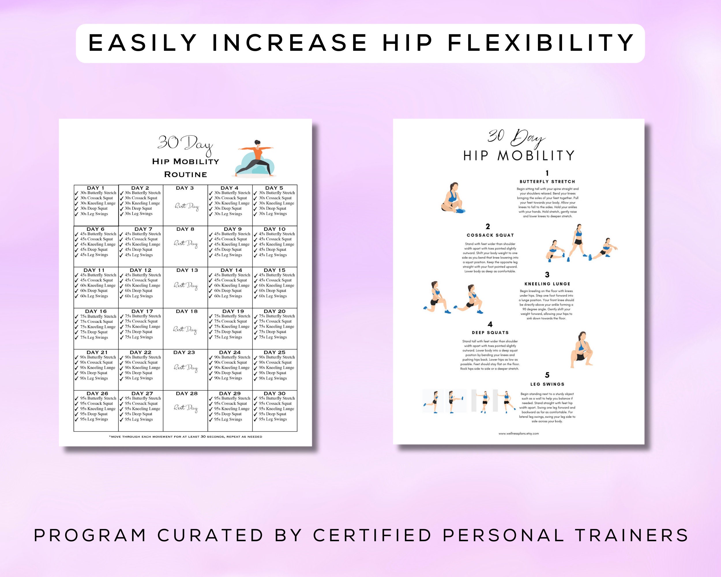 30 Day Hip Mobility Challenge Printable + Interactive PDF | Easy ...