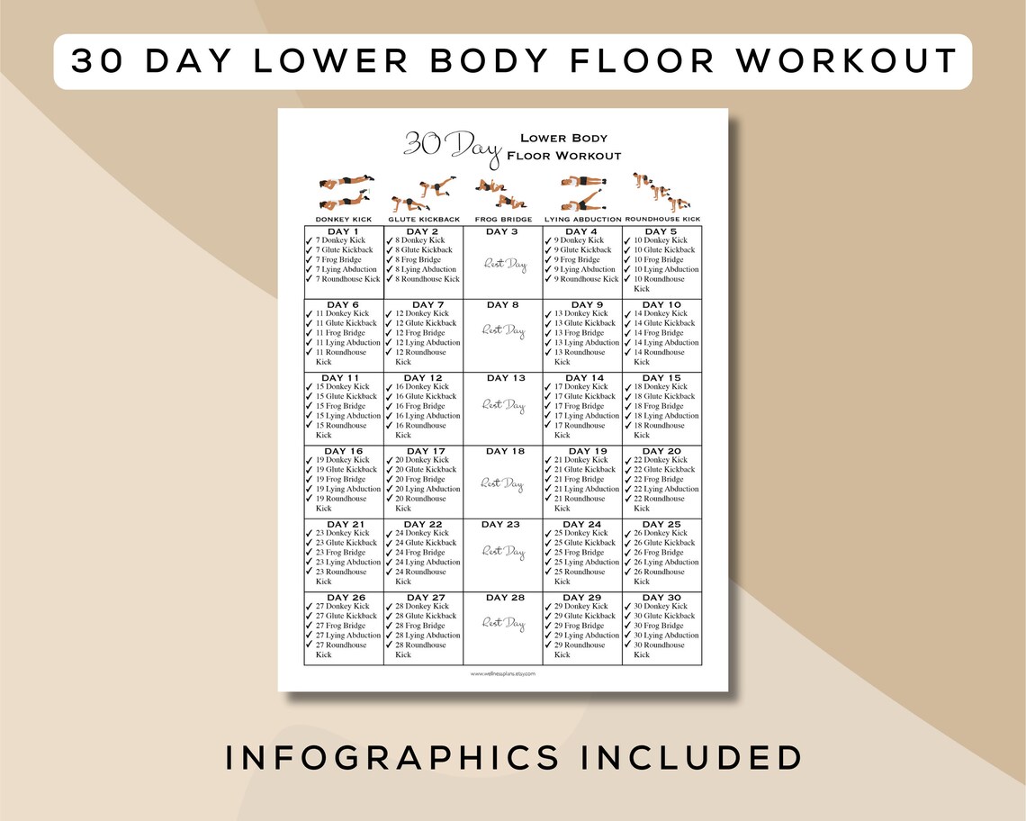 30 Day Floor Workout Bundle Printable + Interactive PDF | Easy to ...