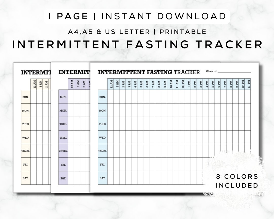 Intermittent Fasting Tracker Printable Health Tracker, Diet Tracker ...
