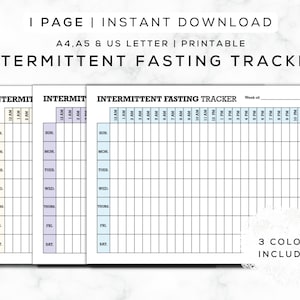 Intermittent Fasting Tracker Printable Health Tracker, Diet Tracker ...