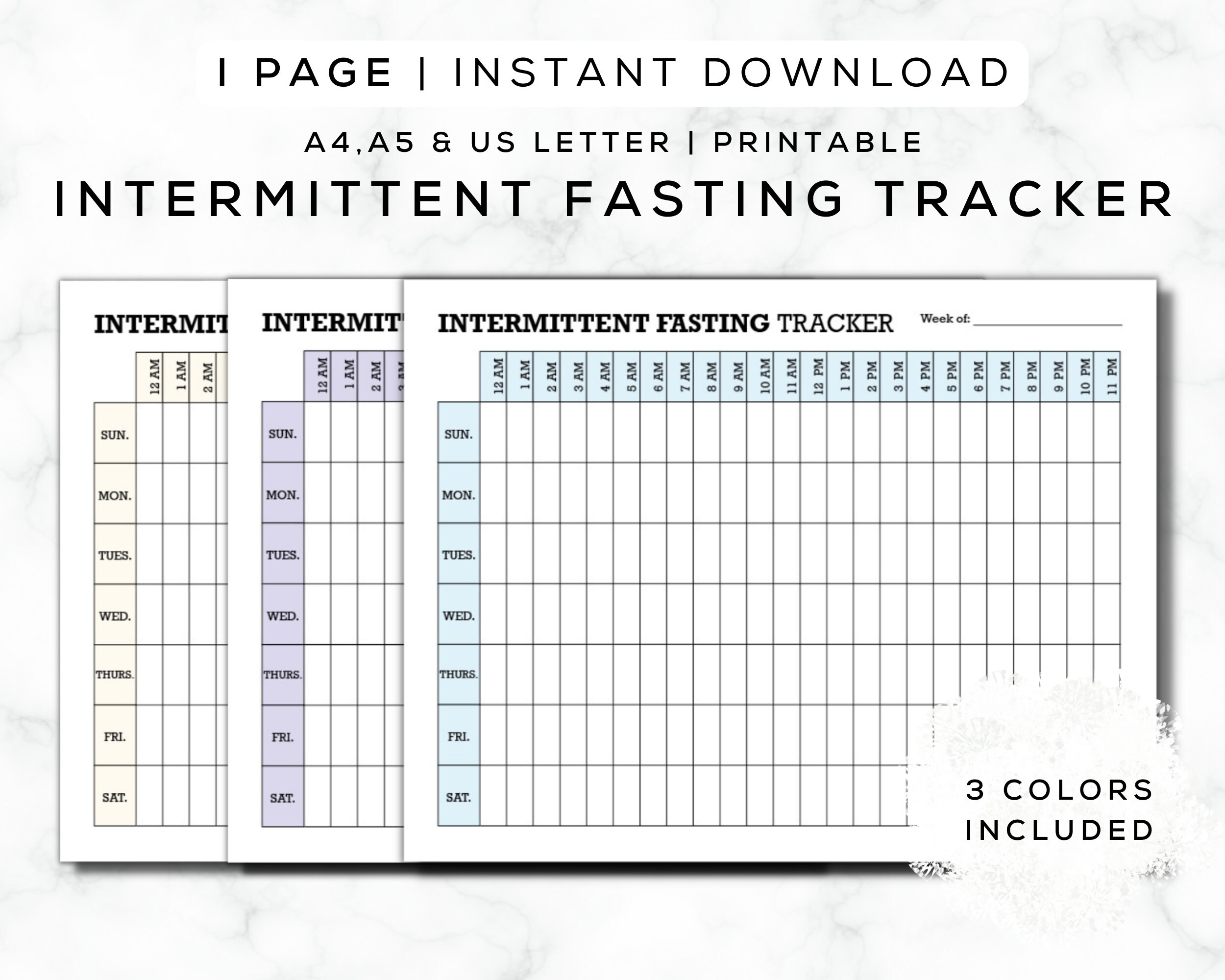 Intermittent Fasting Tracker Printable Health Tracker, Diet Tracker ...