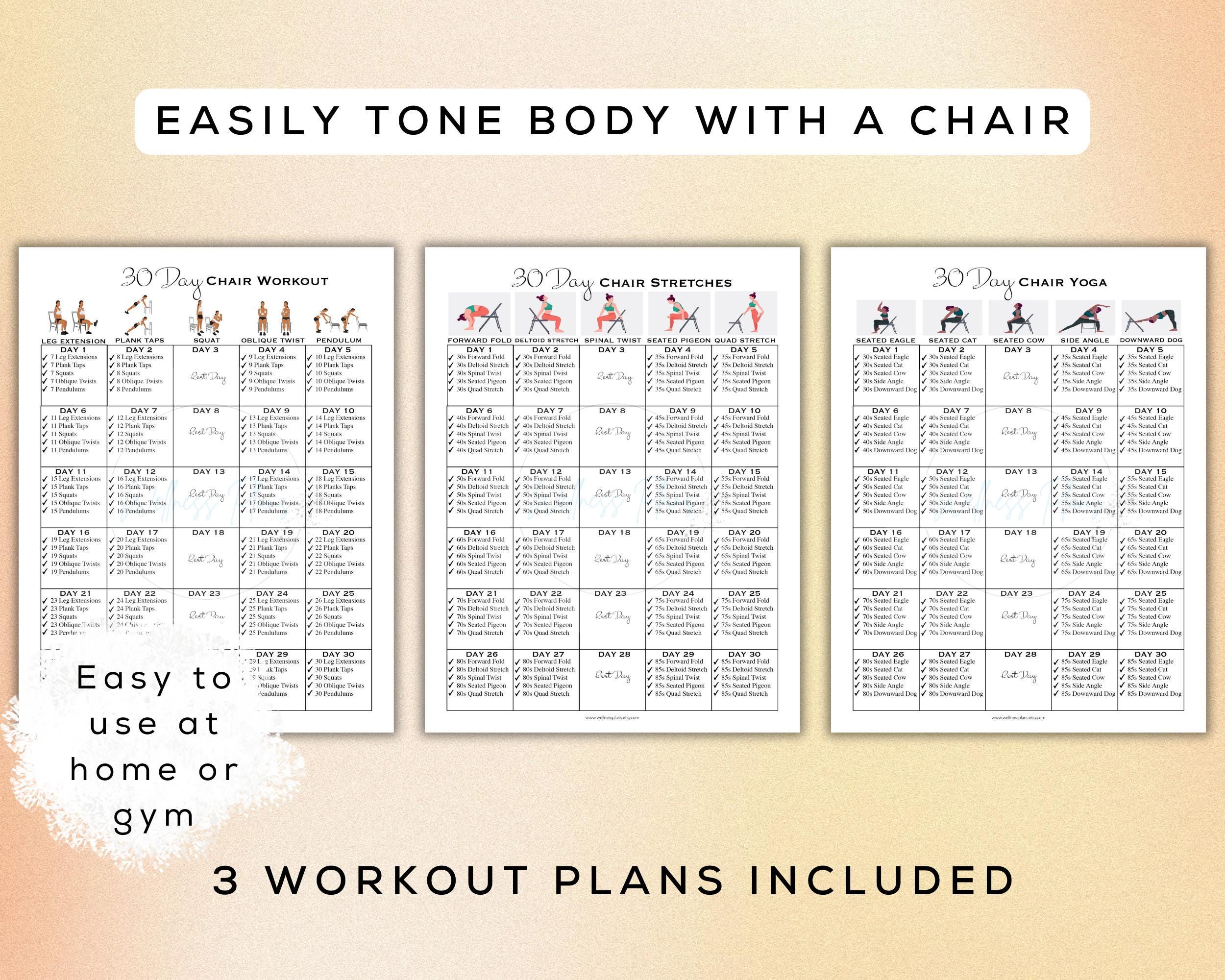30 Day Chair Workout Bundle Printable + Interactive Pdfs | Easy to ...