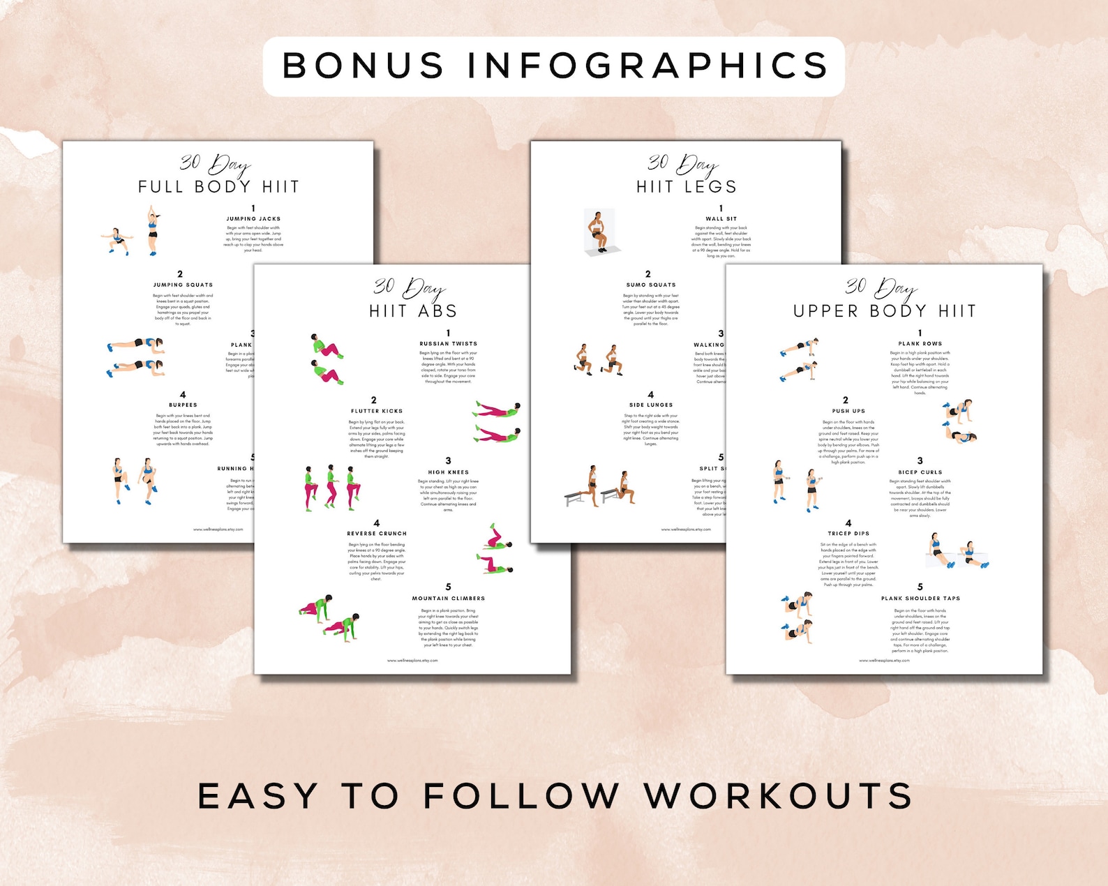 30 Day HIIT Workout Bundle Printable + Interactive PDF | Bonus ...