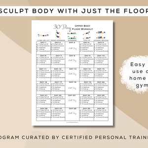 30 Day Upper Body Floor Workout Printable + Interactive PDF | Easy to ...