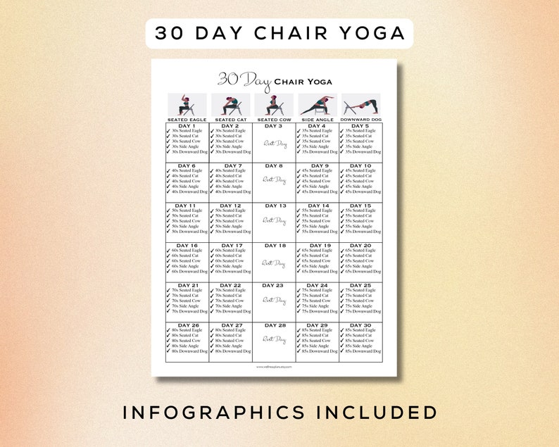 30 Day Chair Workout Bundle Printable Interactive Pdfs Easy to Follow ...
