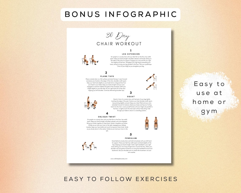 30 Day Chair Workout Printable + Interactive PDF | Easy to Follow ...