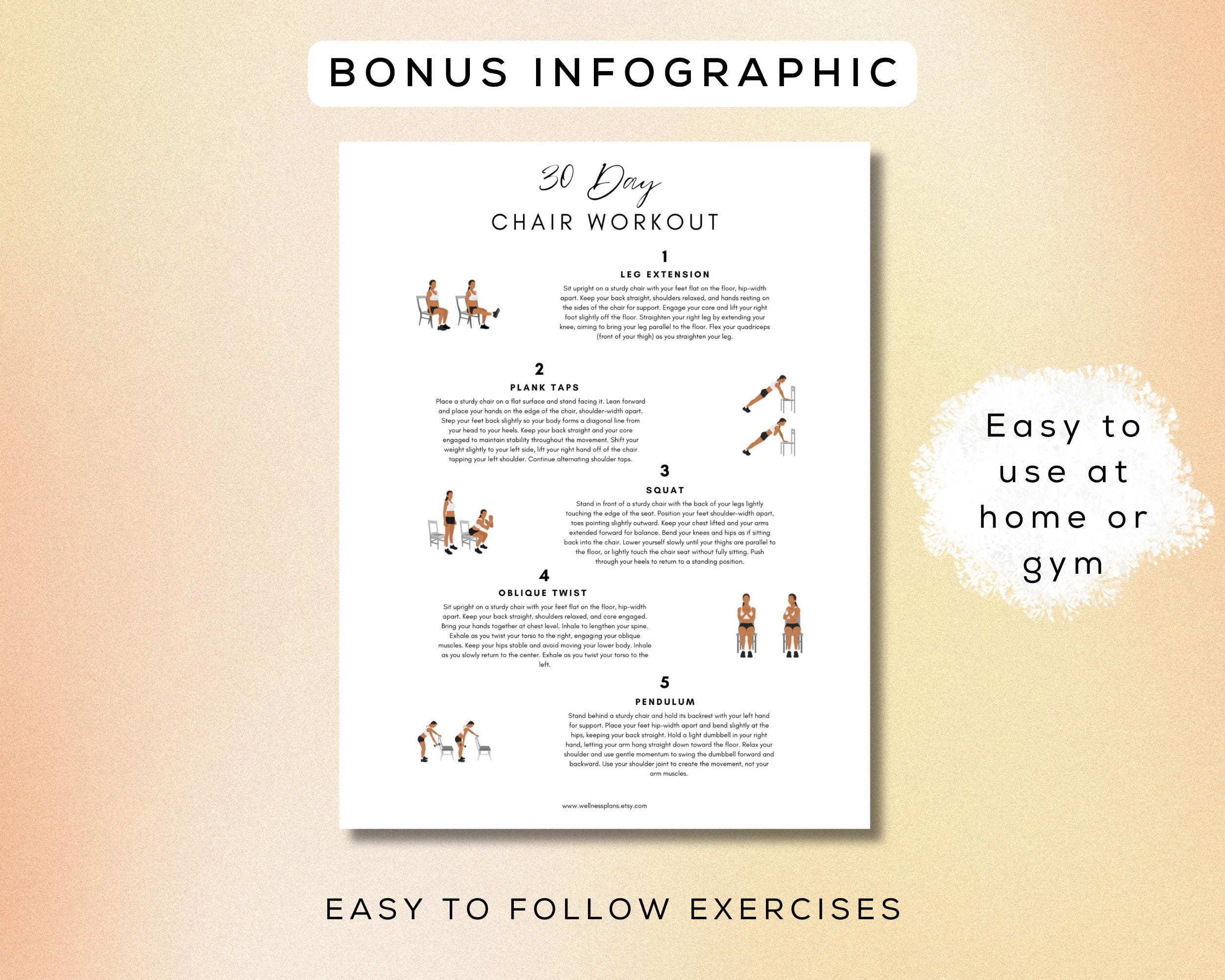 30 Day Chair Workout Printable + Interactive PDF | Easy to Follow ...