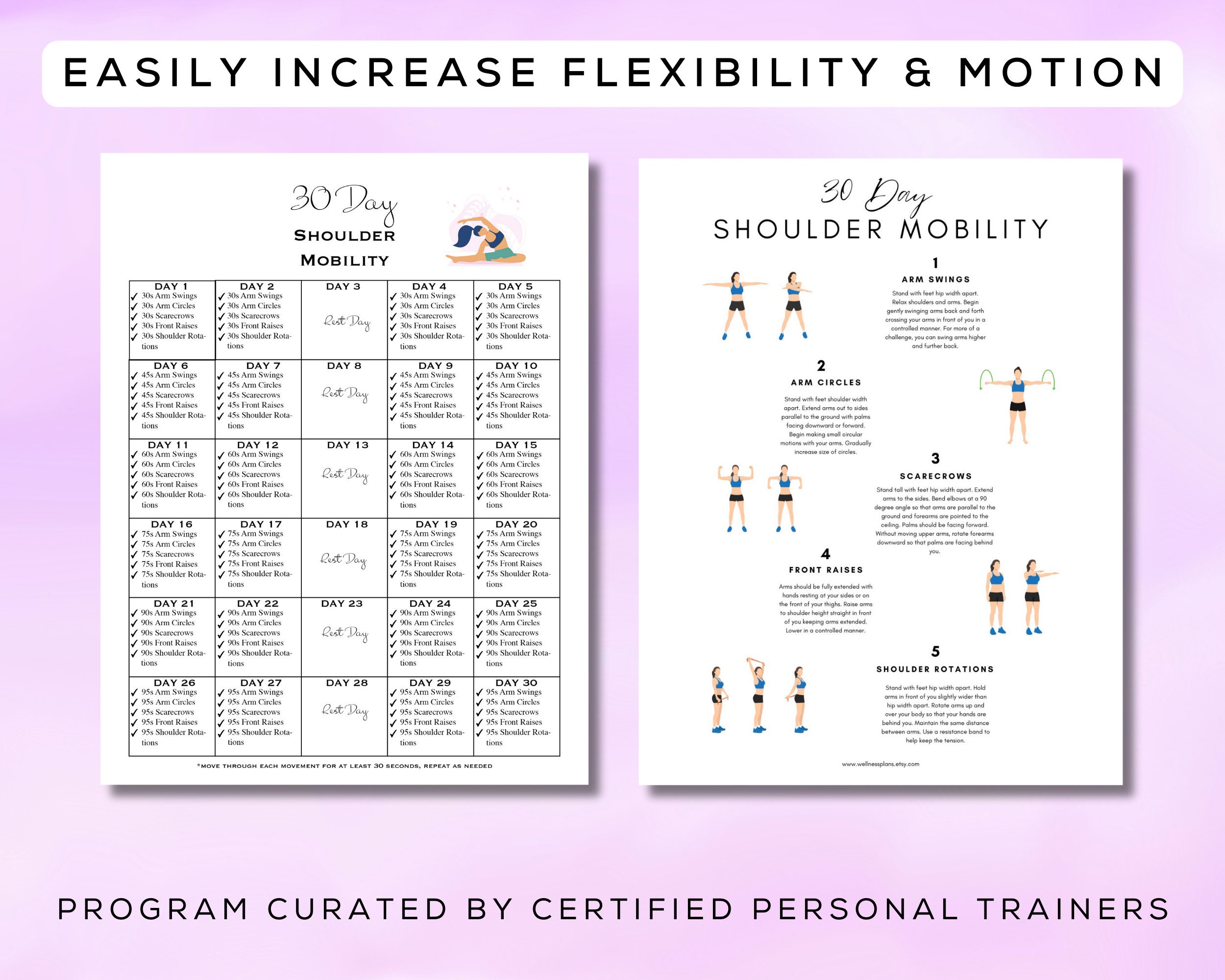 30 Day Shoulder Mobility Challenge Printable + Interactive PDF | Bonus ...