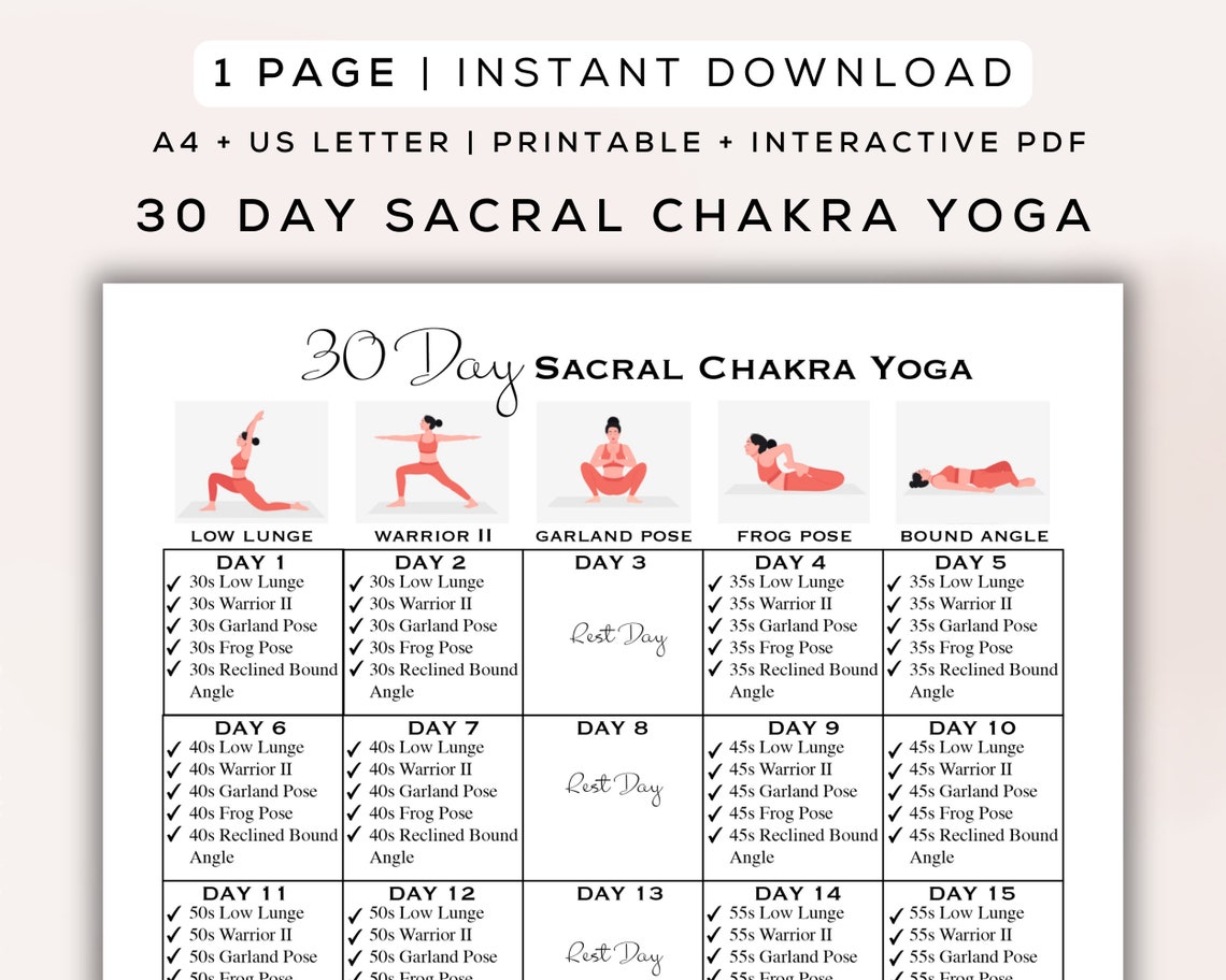 30 Day Sacral Chakra Yoga Printable Interactive PDF Easy to Follow ...