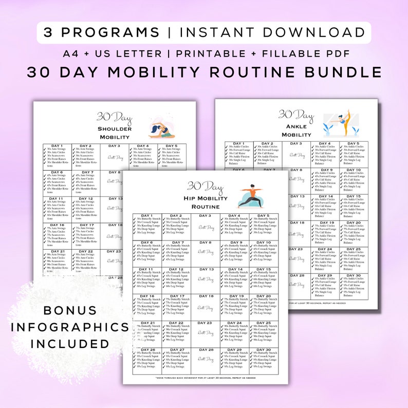 30 Day Mobility Bundle Printable + Interactive PDF | 3 Mobility ...