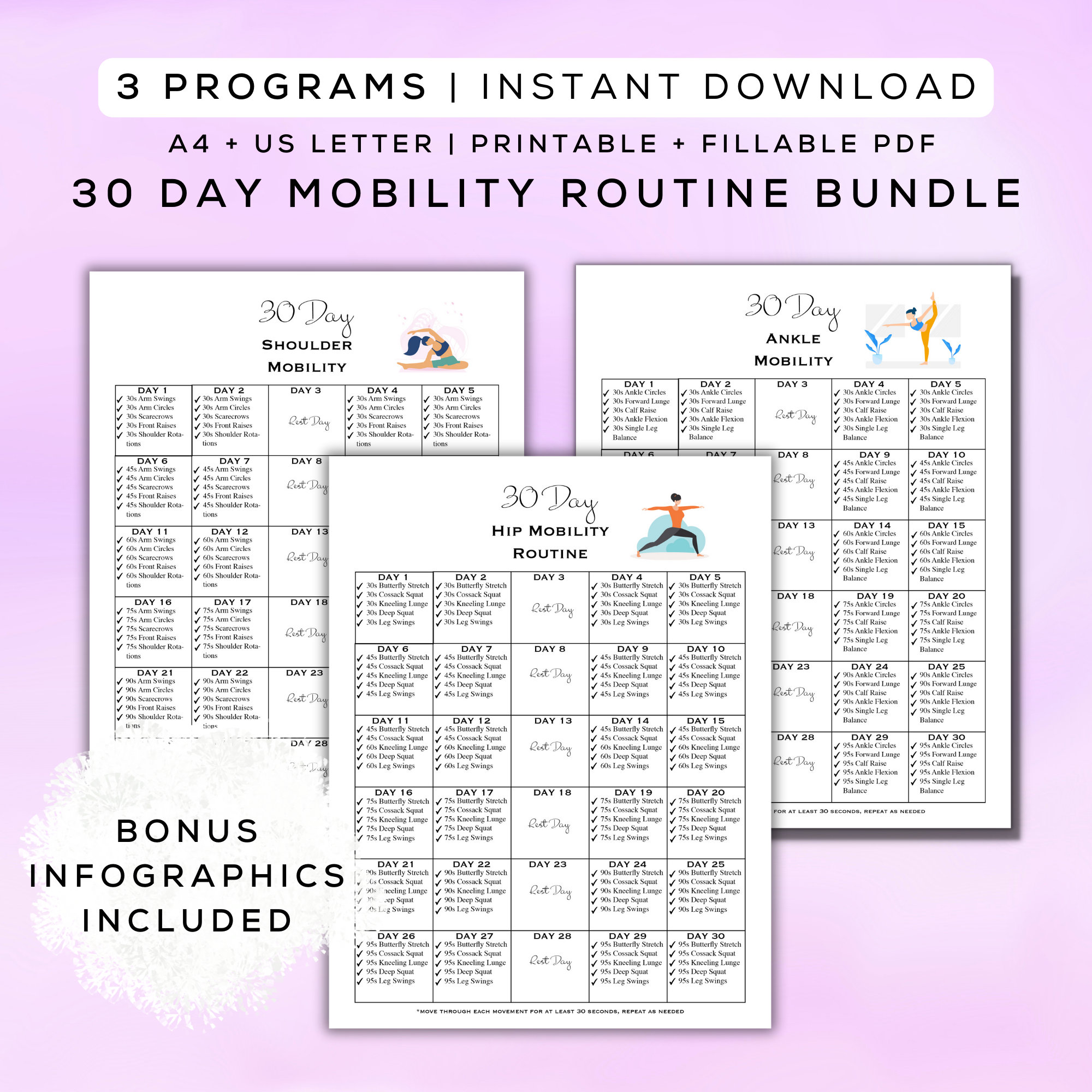 30 Day Mobility Bundle Printable + Interactive PDF | 3 Mobility ...