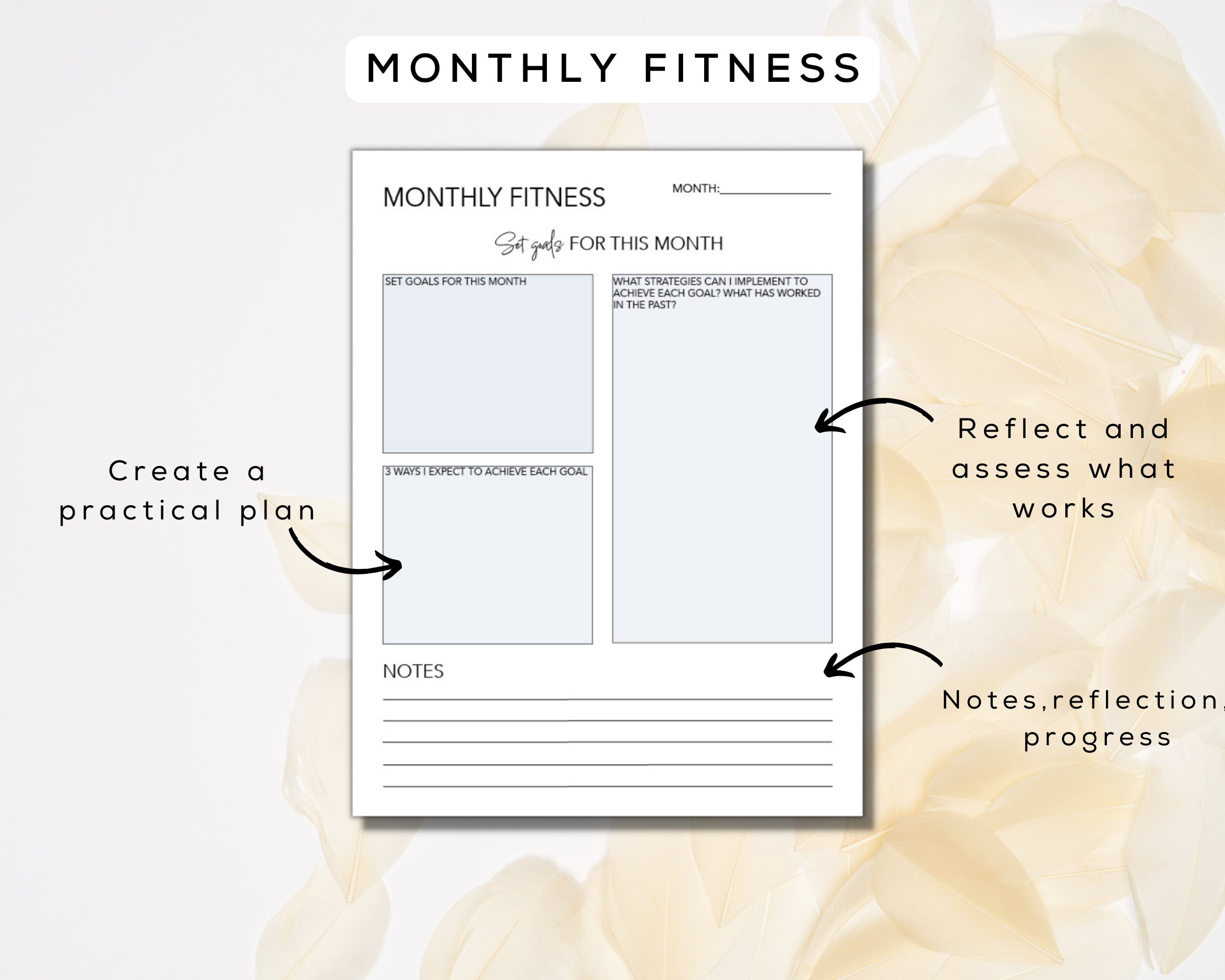 Daily, Weekly & Monthly Fitness Planner Bundle Printable Fillable PDF 3 ...