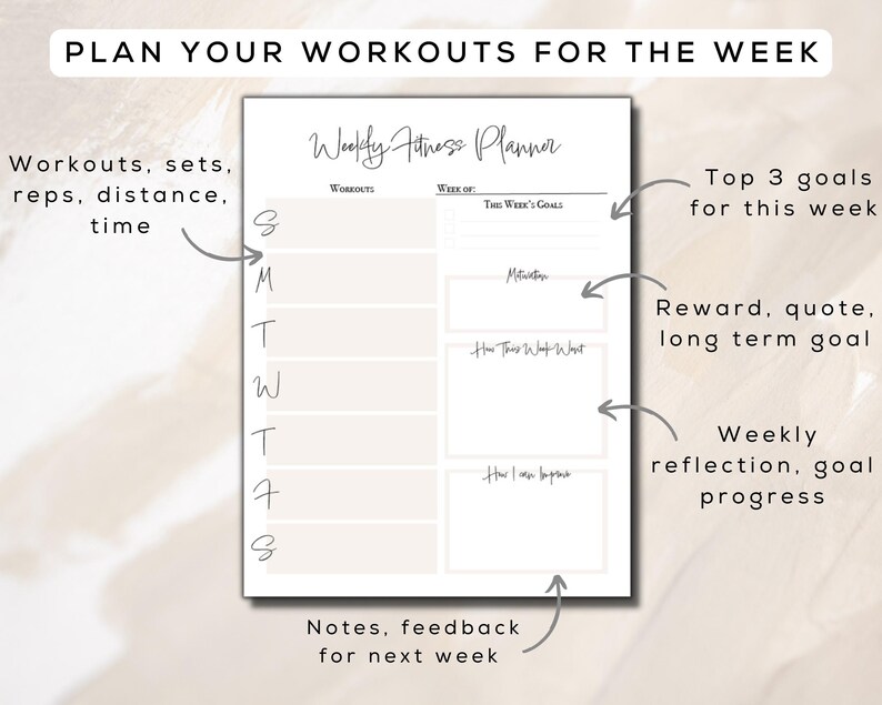 Weekly Fitness Planner Printable Fillable PDF Digital Planner, Track ...
